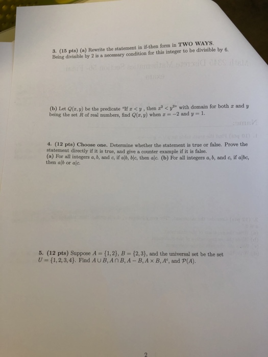 Solved 3. (15 pts) (a) Rewrite the statement in if-then form | Chegg.com