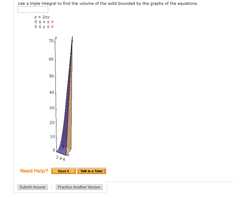 Solved Use a triple integral to find the volume of the solid | Chegg.com