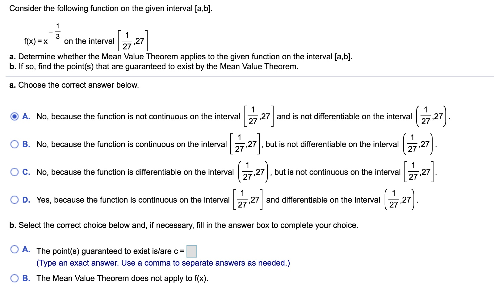 Solved Consider the following function on the given interval | Chegg.com