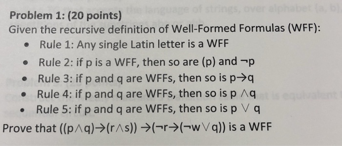 Solved Problem 1: (20 points) Given the recursive definition | Chegg.com