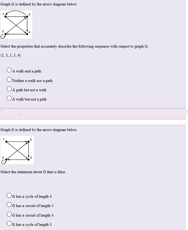Solved Graph G is defined by the arrow diagram below. Select | Chegg.com