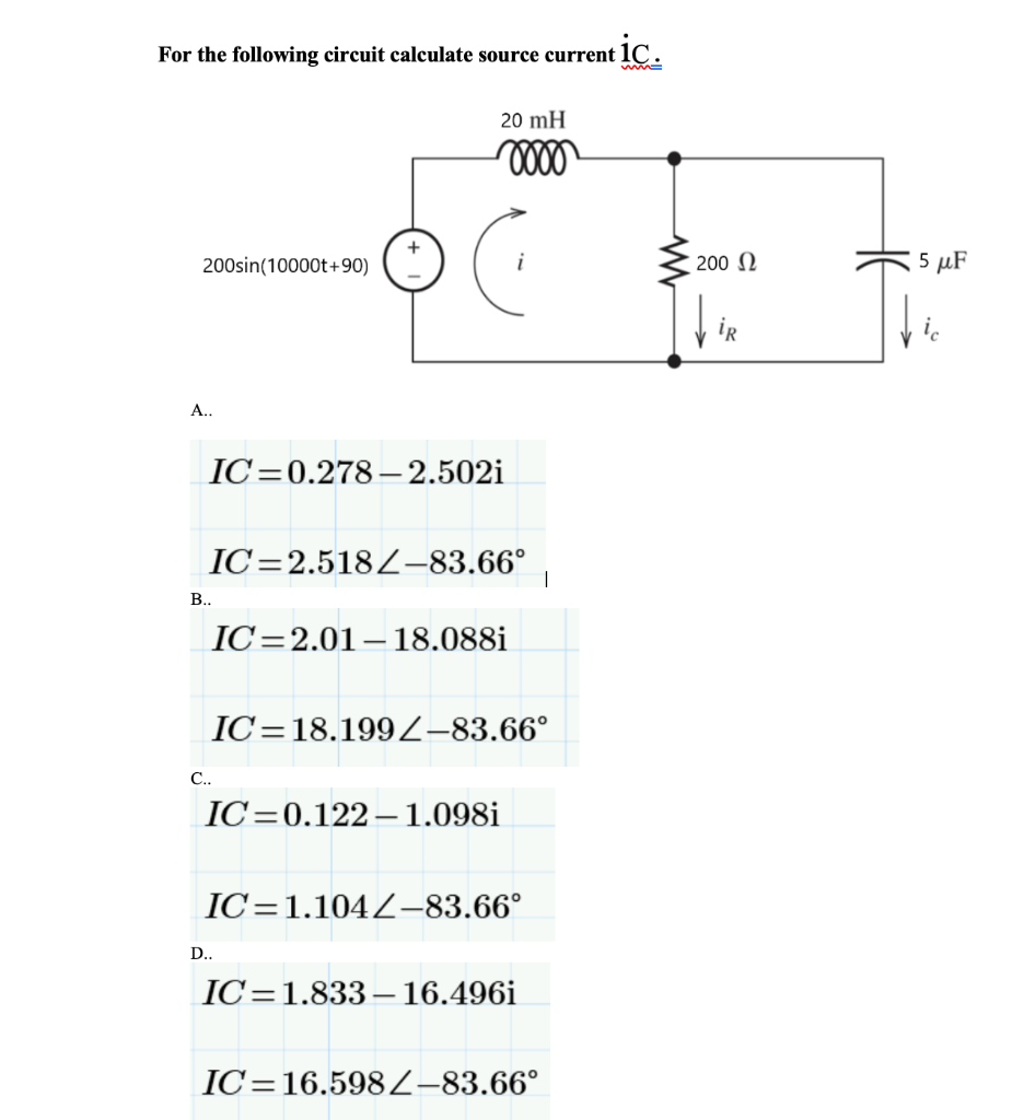 Solved For the following circuit calculate source current | Chegg.com