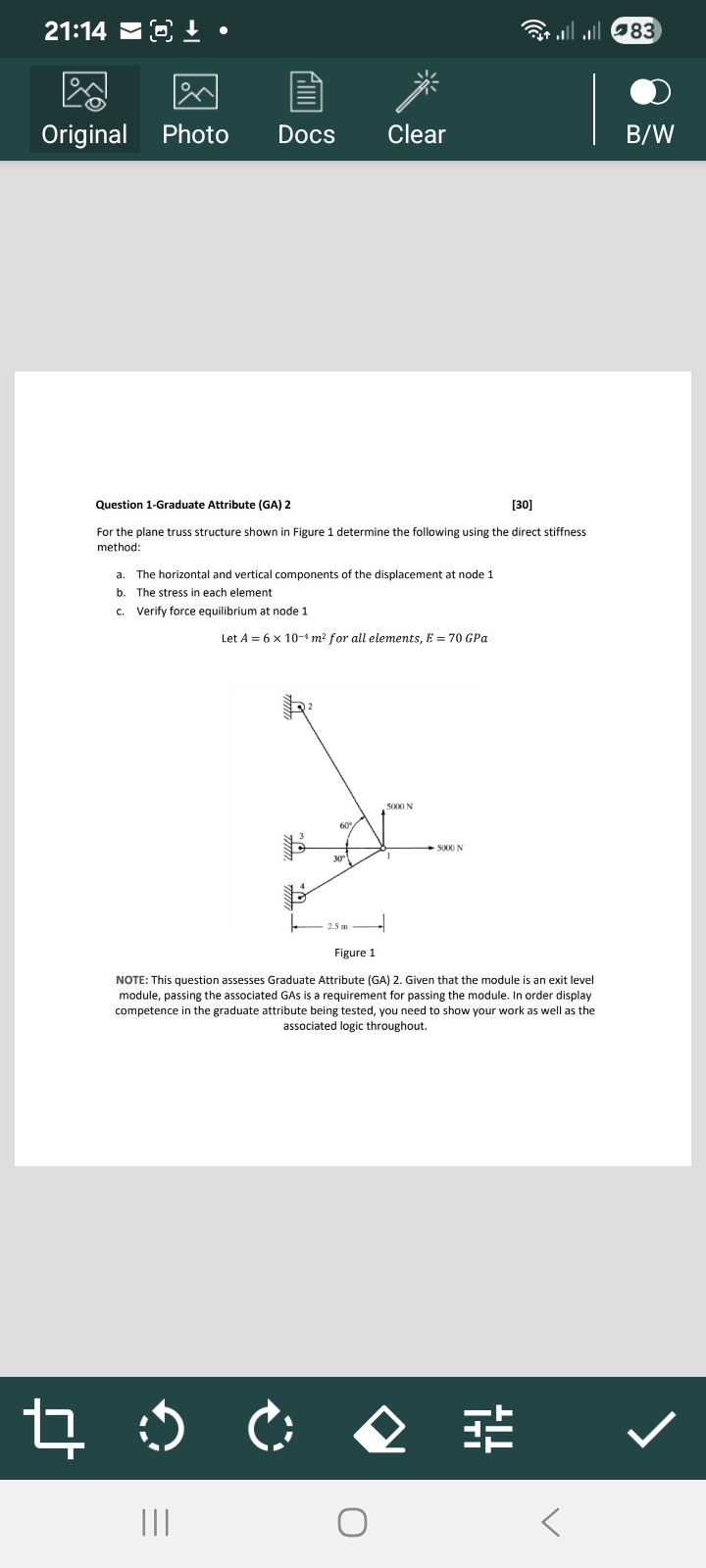 For the plane truss structure shown in ﻿Figure 1 | Chegg.com