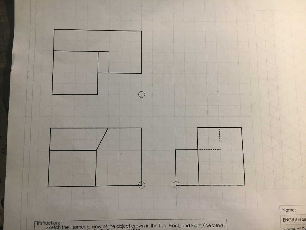 Solved Draw the isometric view of the top front, and right | Chegg.com