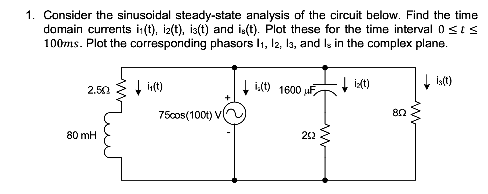 Solved 1. Consider the sinusoidal steady-state analysis of | Chegg.com