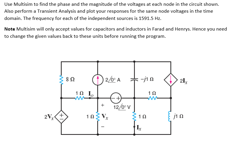 Solved Use Multisim to find the phase and the magnitude of | Chegg.com