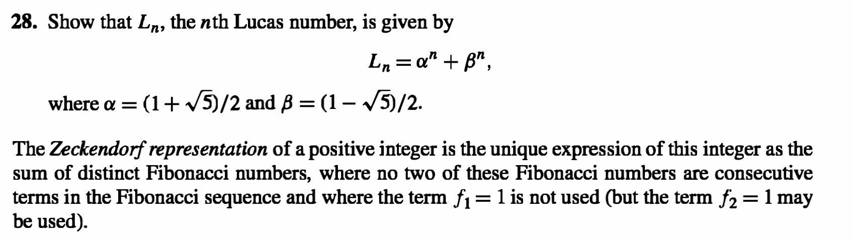 Solved 28. Show that Ln, the nth Lucas number, is given by | Chegg.com