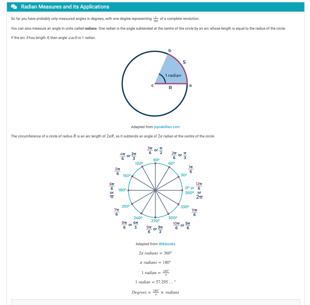 Solved Task Convert the following angles in radians to | Chegg.com