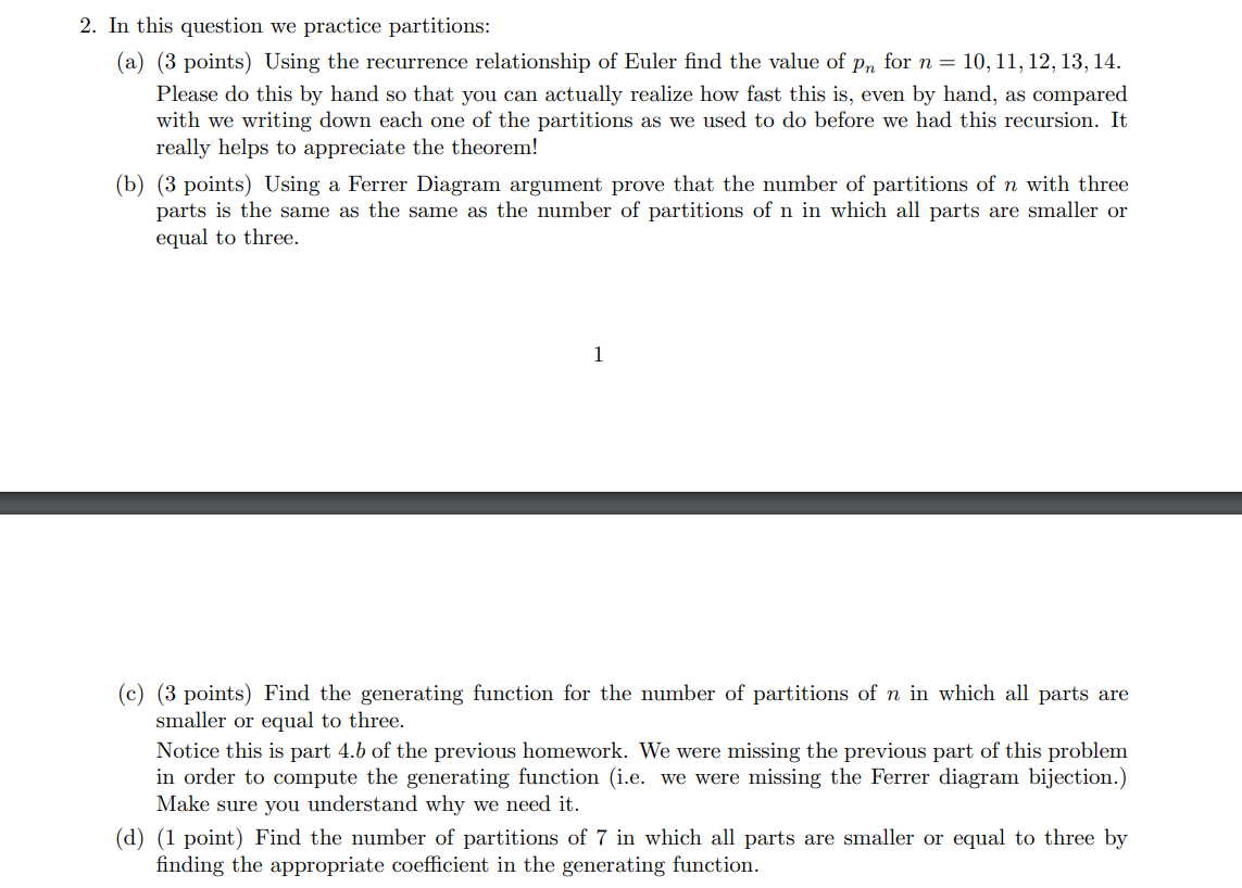 2. In this question we practice partitions: (a) (3 | Chegg.com