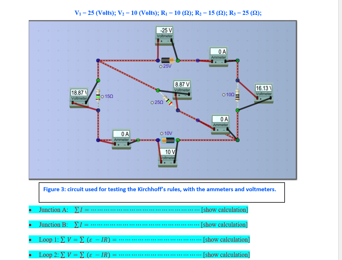 Solved Figure 3: circuit used for testing the Kirchhoff's | Chegg.com