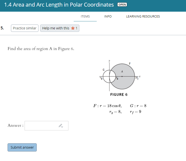 Solved 1.4 Area and Arc Length in Polar Coordinates OPEN | Chegg.com