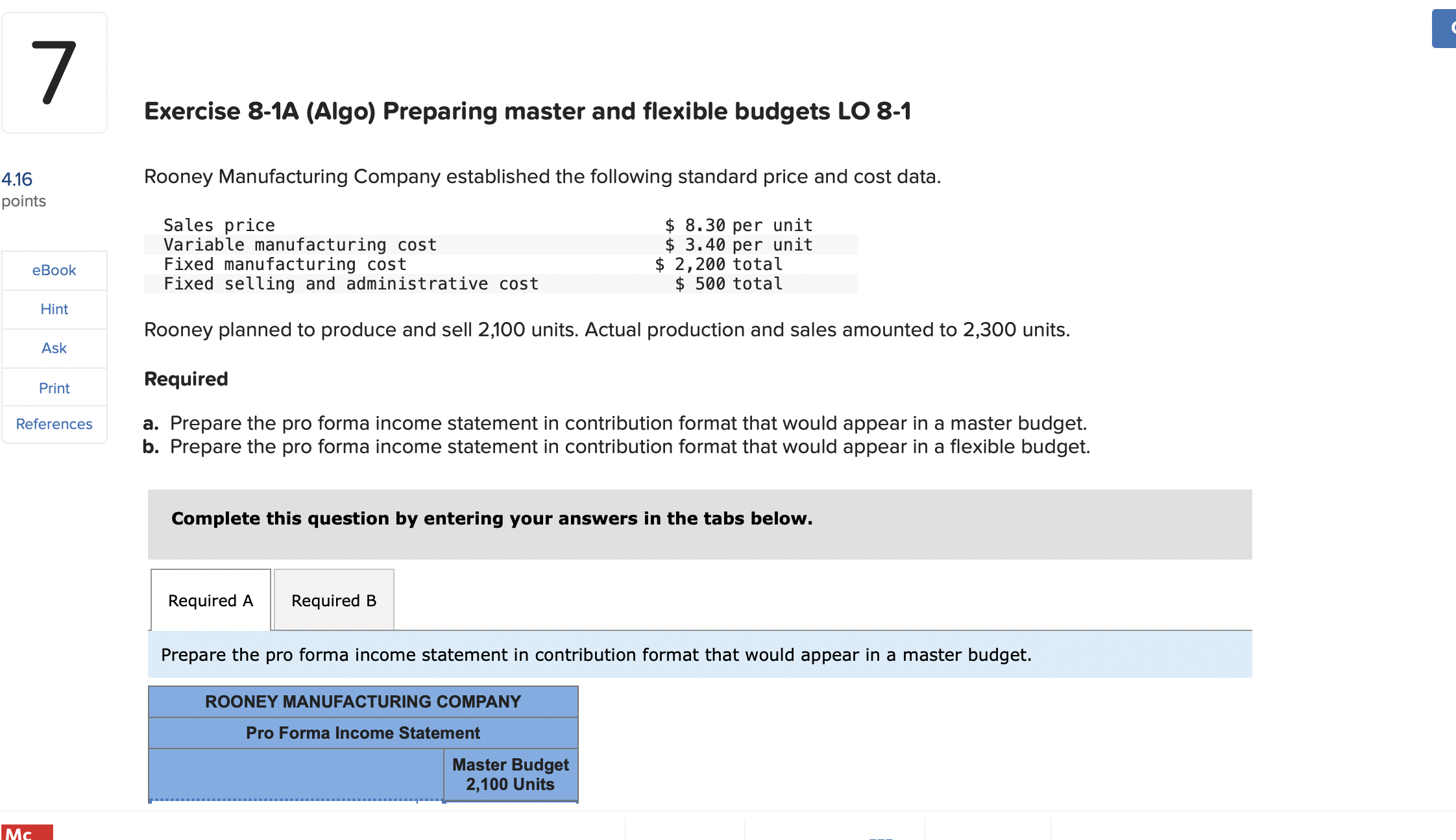 Solved Exercise 8-1A (Algo) Preparing master and flexible | Chegg.com