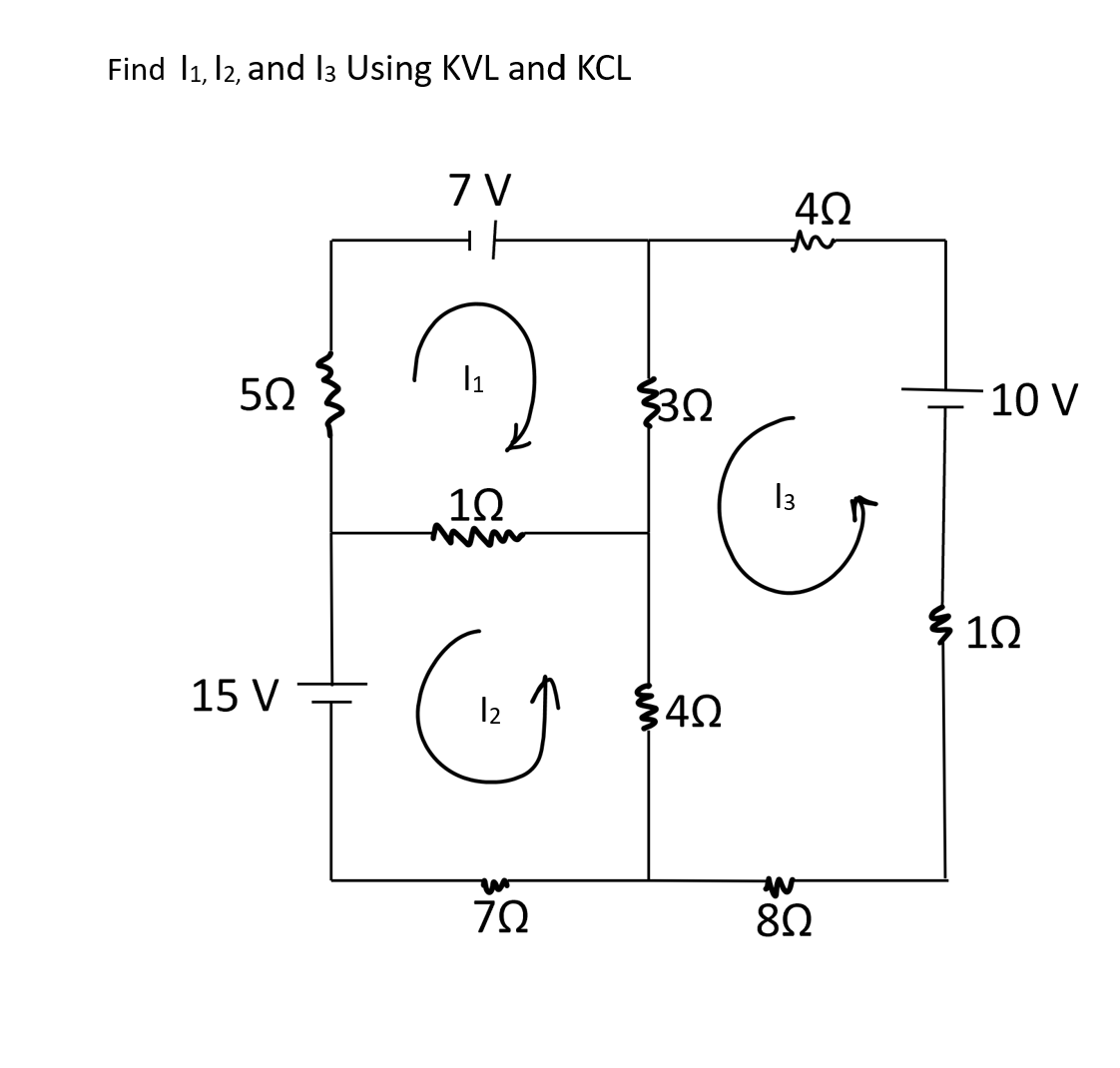 Solved Find I1,I2, and I3 Using KVL and KCL | Chegg.com