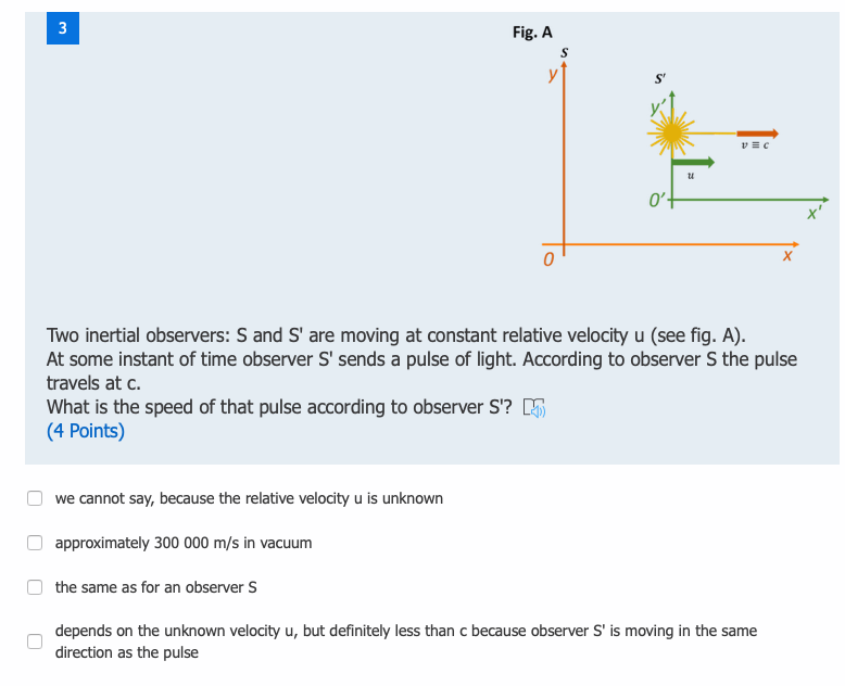 Solved 3 Fig. A S yt S u 0 х Two inertial observers: S and | Chegg.com