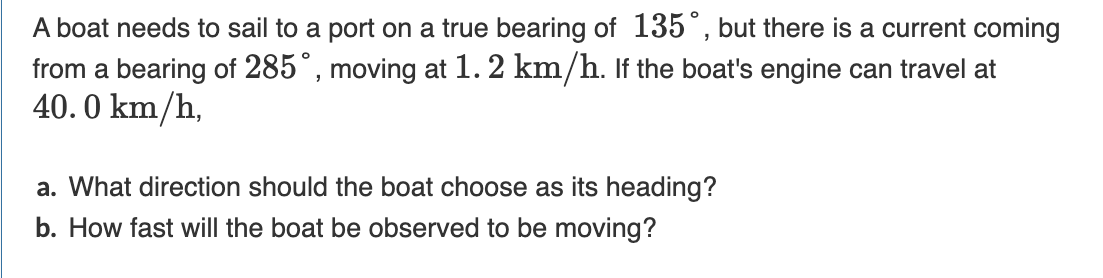 Solved A boat needs to sail to a port on a true bearing of | Chegg.com