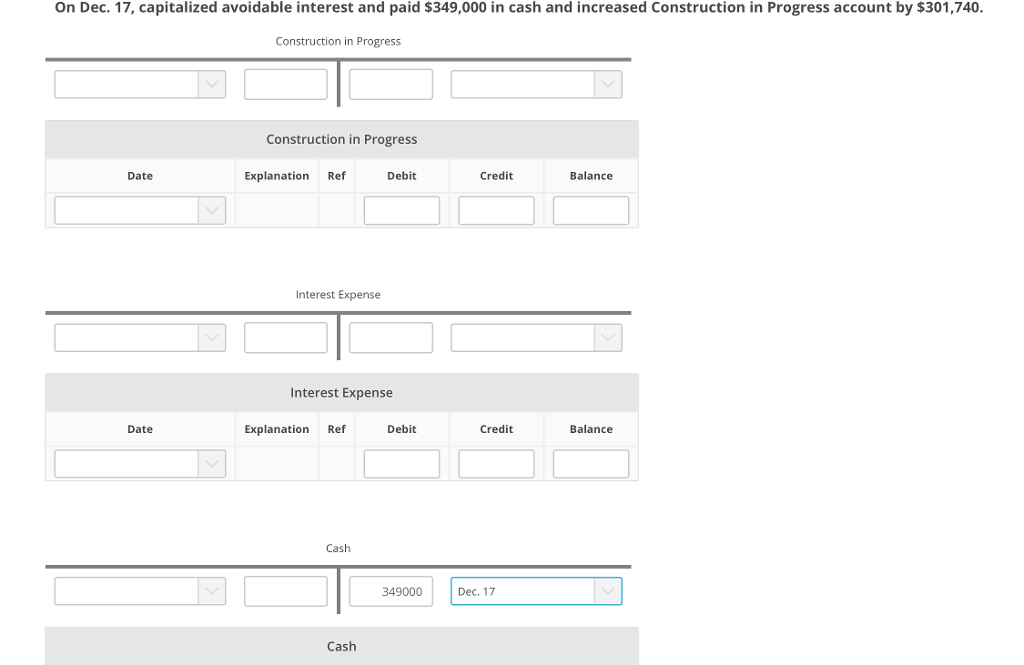 Solved On Dec. 17, capitalized avoidable interest and paid | Chegg.com