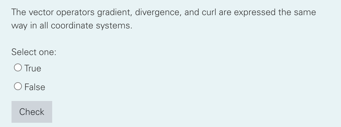 Solved The vector operators gradient, divergence, and curl | Chegg.com
