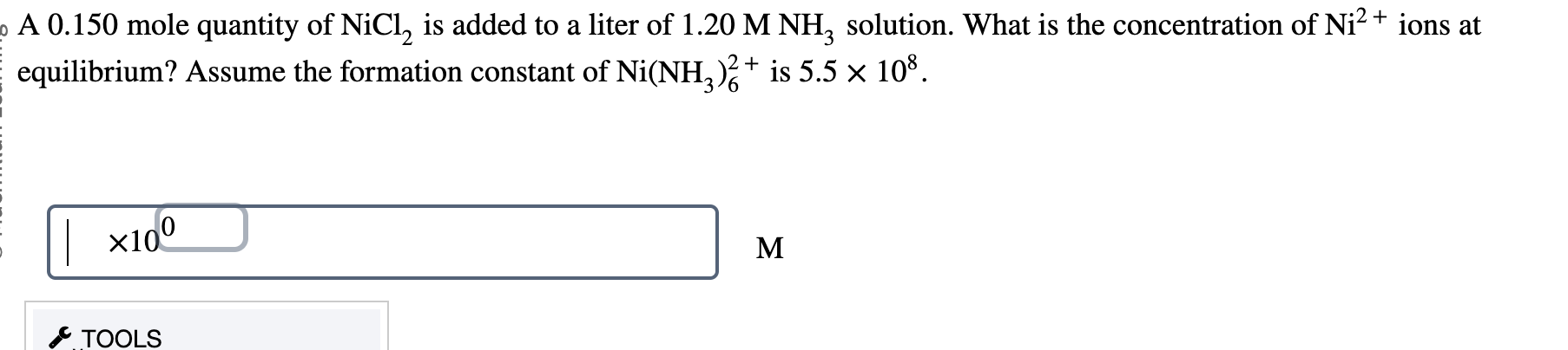 Solved A 0.150 mole quantity of NiCl2 is added to a liter of | Chegg.com