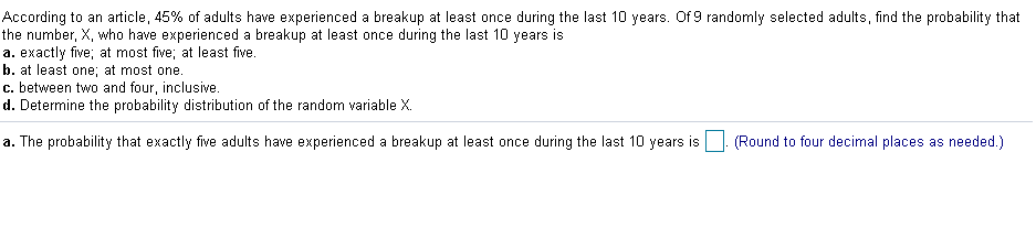 Solved According to an article, 45% of adults have | Chegg.com