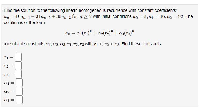 Solved Find The Solution To The Following Linear