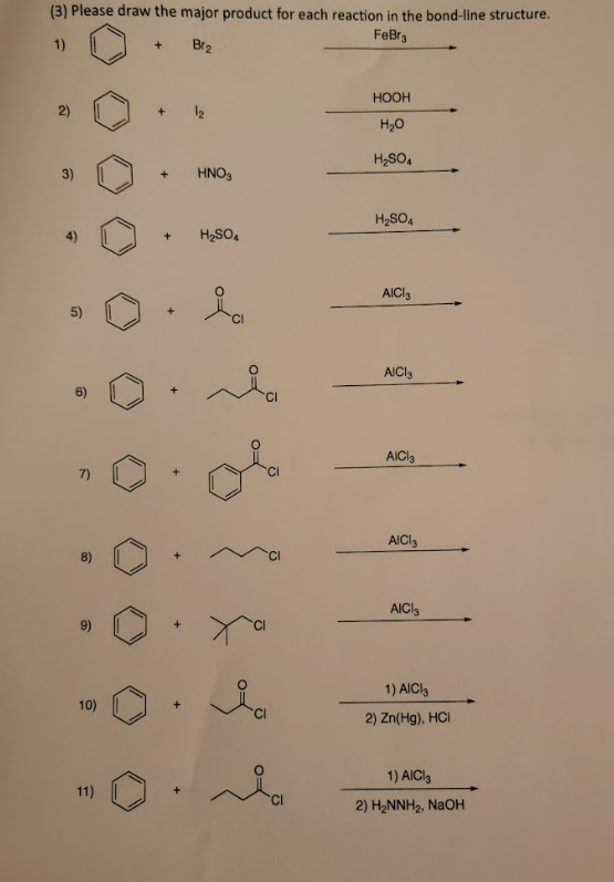 Solved (3) Please draw the major product for each reaction | Chegg.com