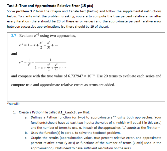 Solved Task 3: True and Approximate Relative Error (15 | Chegg.com