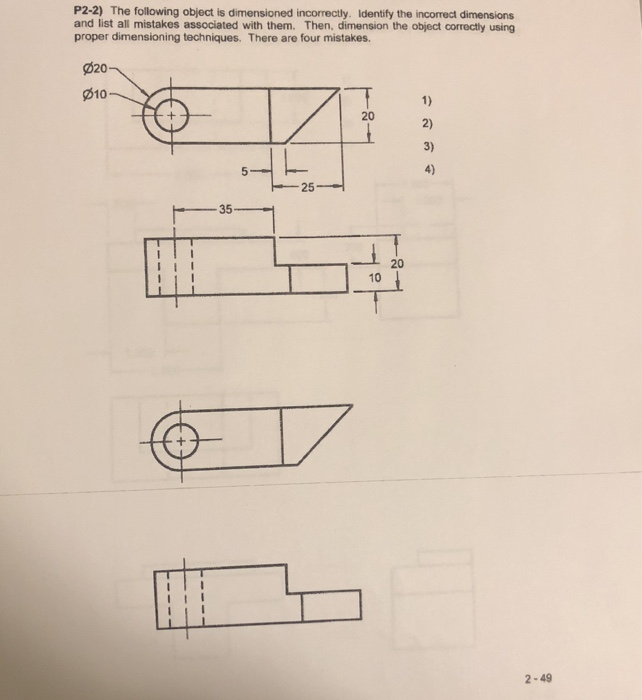 Solved P2-2) The following object is dimensioned | Chegg.com