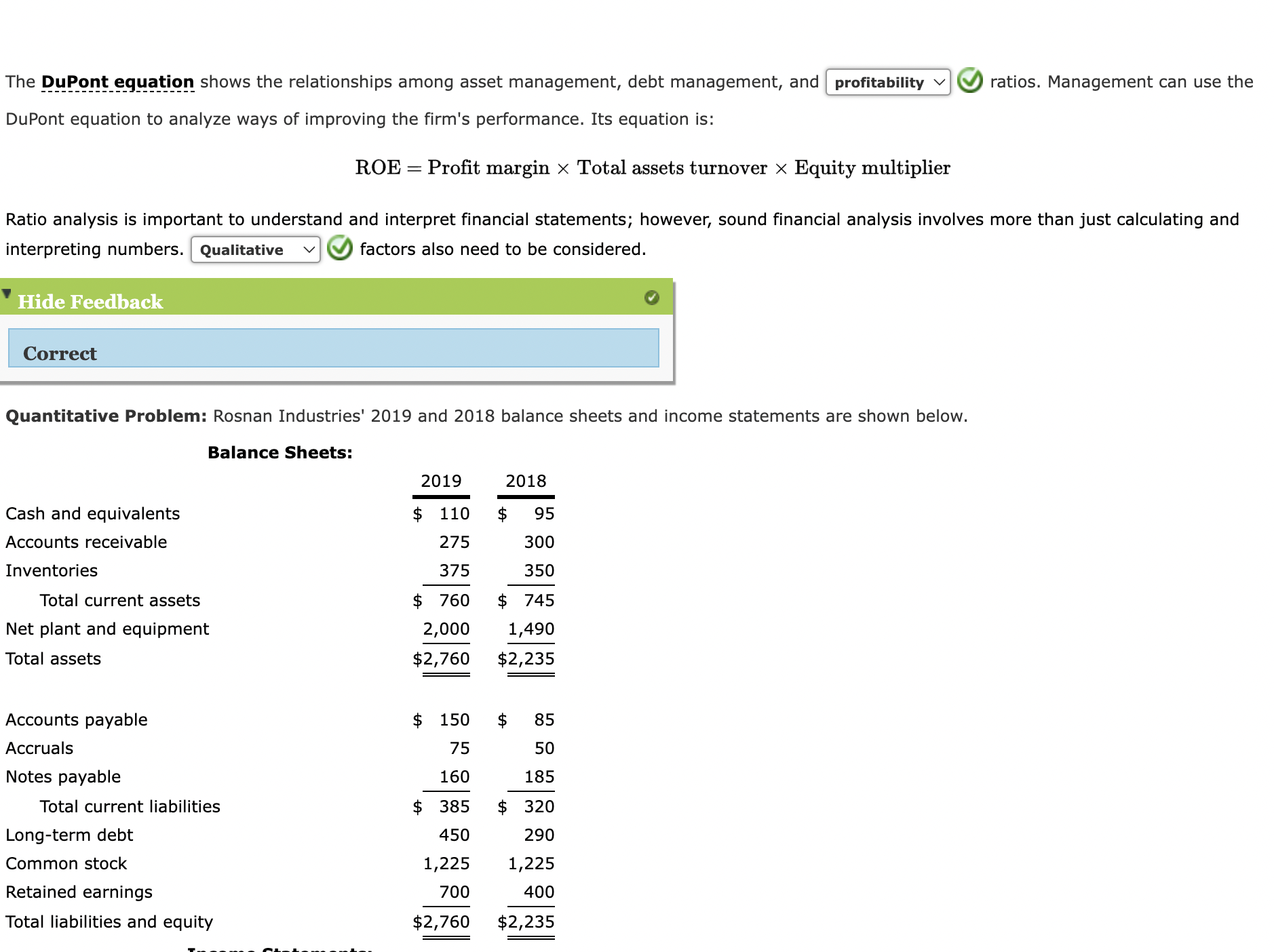 Solved The DuPont equation shows the relationships among | Chegg.com