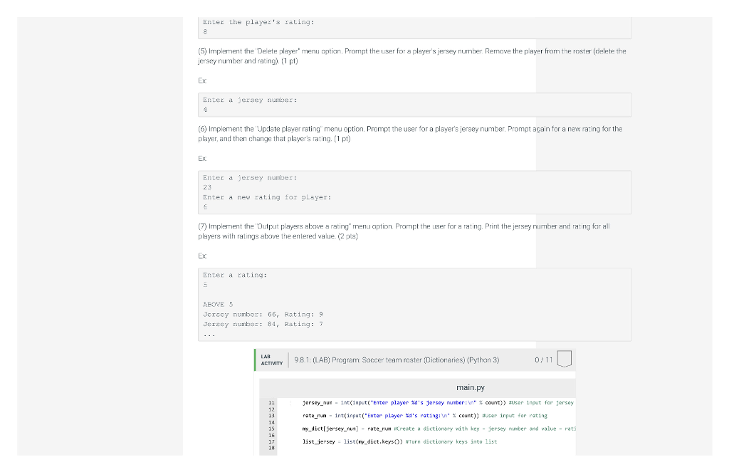 Solved Enter the player's rating: (5) Implement the "Delete | Chegg.com