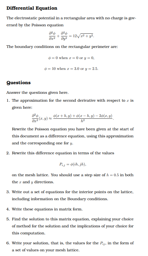 Solved Differential Equation The electrostatic potential in | Chegg.com