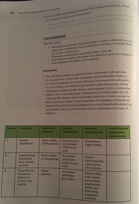 Solved PRE-LAB EXERCISES 1. Match the sedimentary structure | Chegg.com