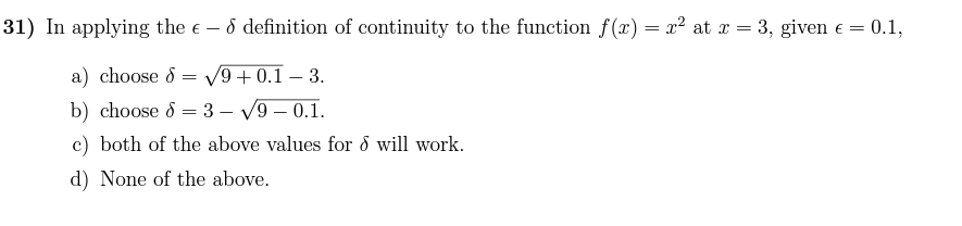 Solved 1 In Applying The ϵ−δ Definition Of Continuity To