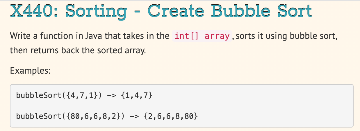Solved X440: Sorting - Create Bubble Sort Write a function | Chegg.com