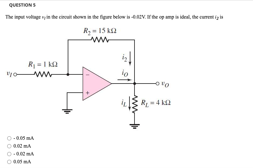Solved QUESTION 5 The input voltage v_(l) in the circuit | Chegg.com