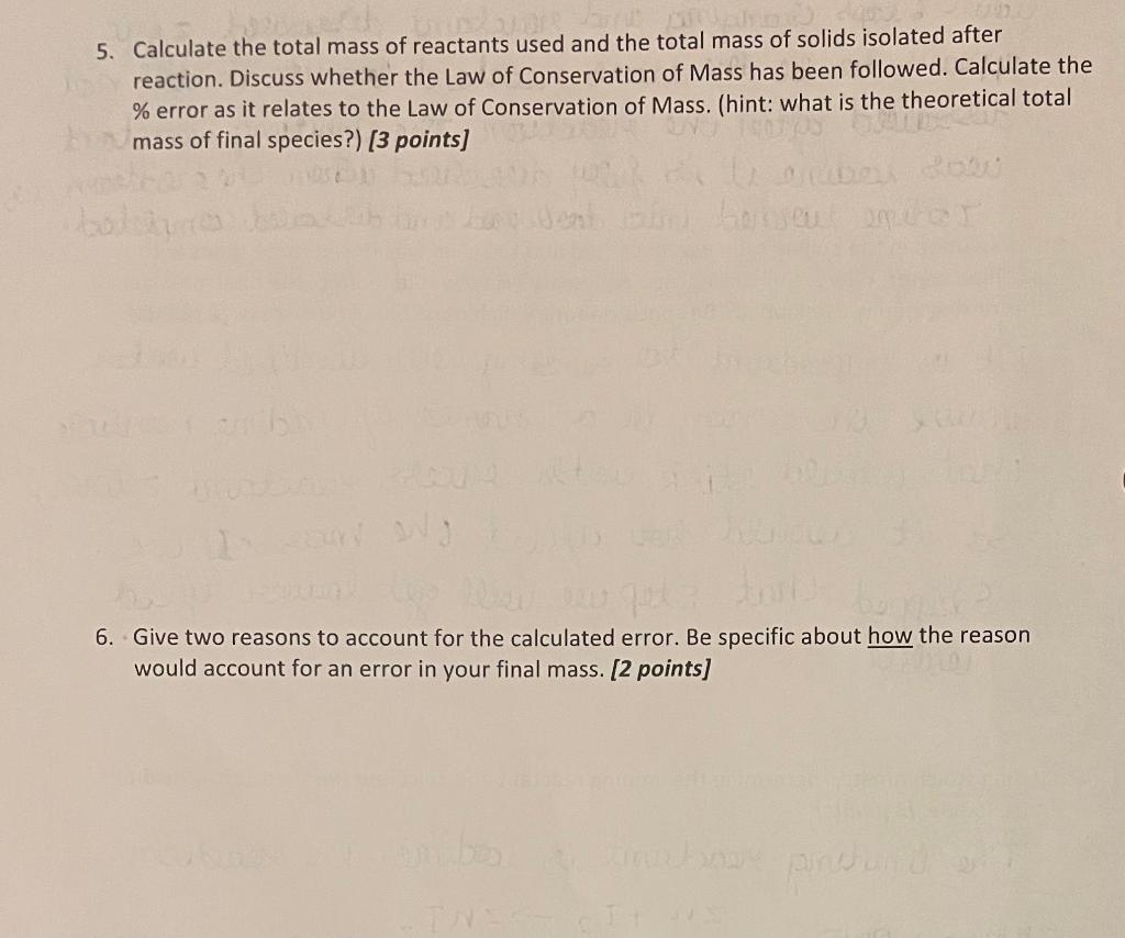 Solved MASSES OF REACTANTS MEASUREMENT MASS OF EMPTY BOILING | Chegg.com