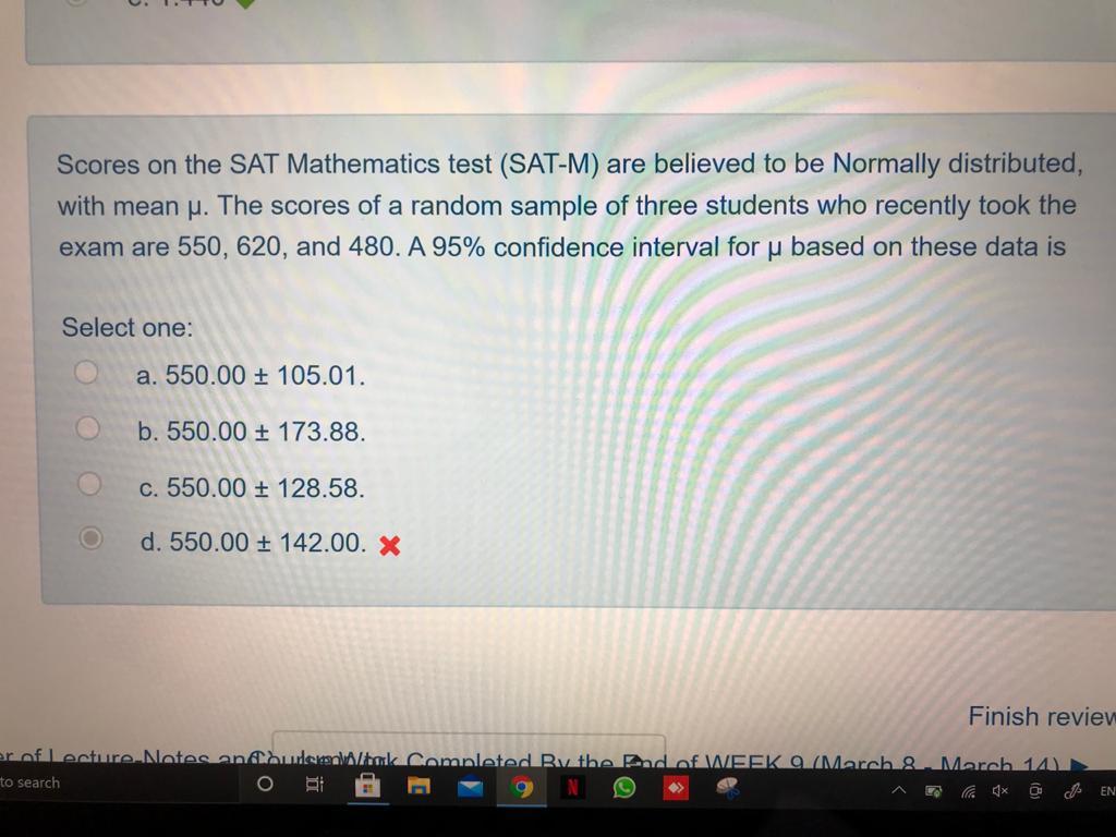 Solved Scores on the SAT Mathematics test (SAT-M) are | Chegg.com