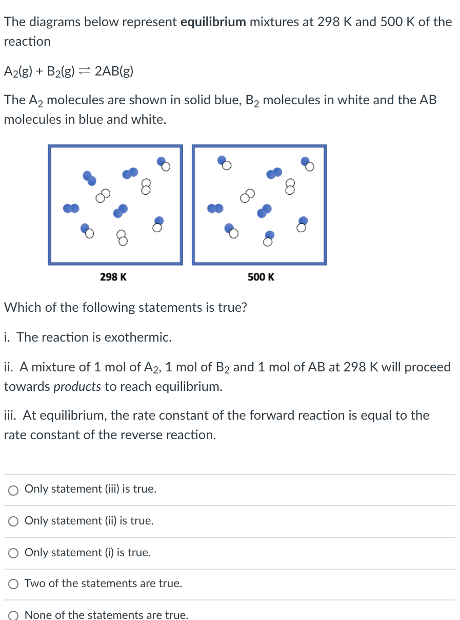 Solved The diagrams below represent equilibrium mixtures at | Chegg.com