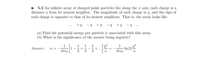 Solved An infinite array of charged point particles lies | Chegg.com
