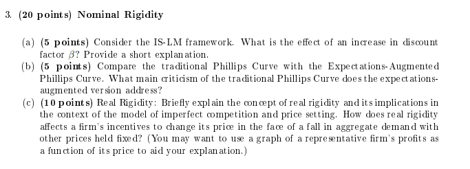 Solved 3. (20 points) Nominal Rigidity (a) (5 points) | Chegg.com