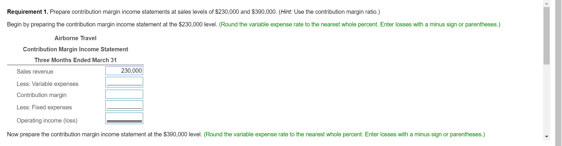 Solved Prepare contribution margin income statements at | Chegg.com