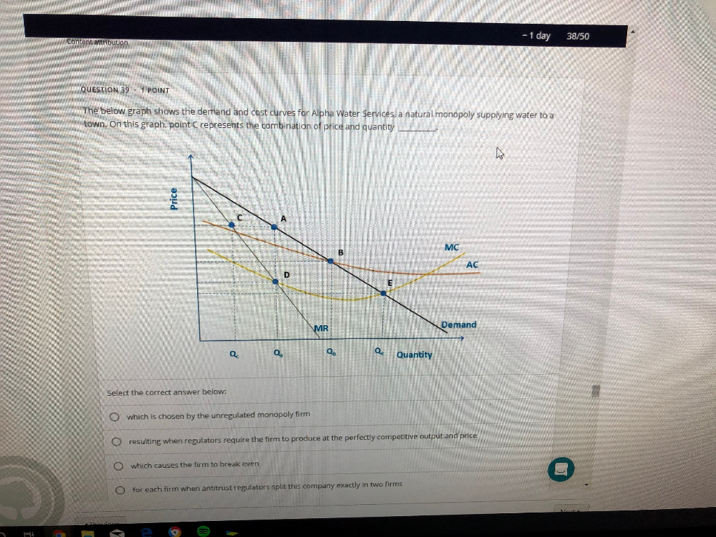 Solved - 1 day 38/50 content attribution QUESTION 39 T POINT | Chegg.com
