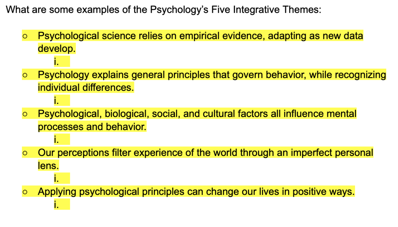 Solved What are some examples of the Psychology's Five | Chegg.com
