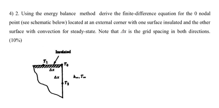 Solved 4) 2. Using the energy balance method derive the | Chegg.com