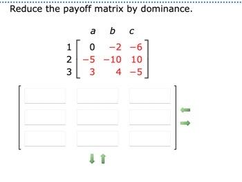 Solved Reduce the payoff matrix by dominance. ]= ⇓1 | Chegg.com