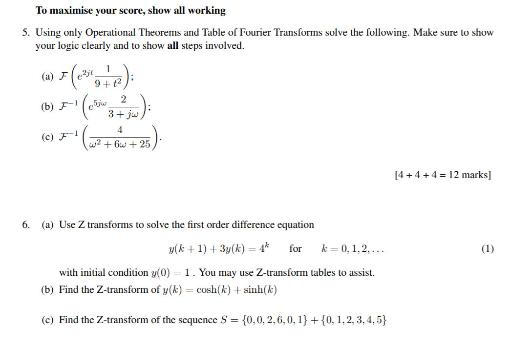 Solved To maximise your score, show all working 5. Using | Chegg.com