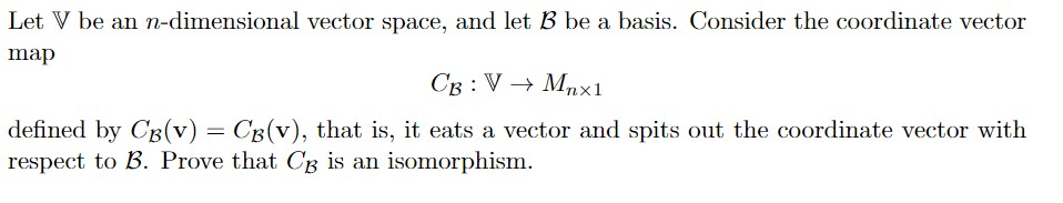 Solved Let V be an n-dimensional vector space, and let B be | Chegg.com