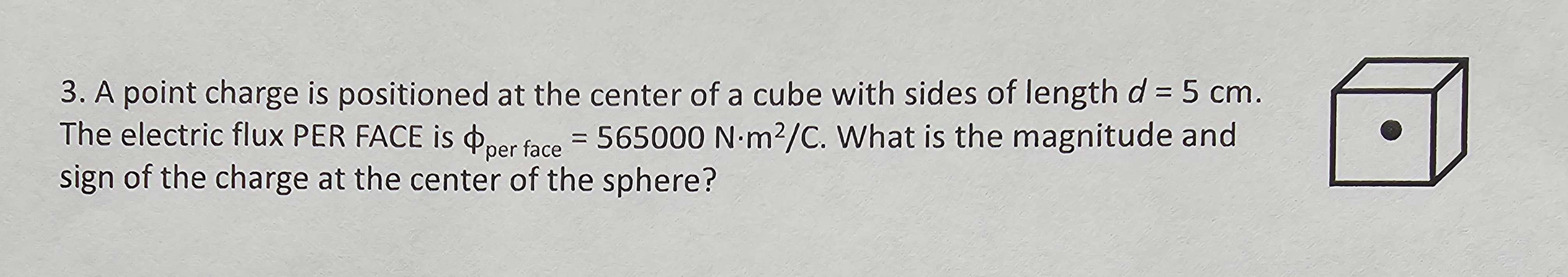 Solved A point charge is positioned at the center of a cube | Chegg.com