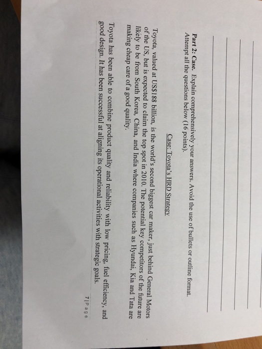Solved Part 2: Case. Explain comprehensively your answers. | Chegg.com