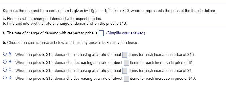 Solved Suppose the demand for a certain item is given by | Chegg.com