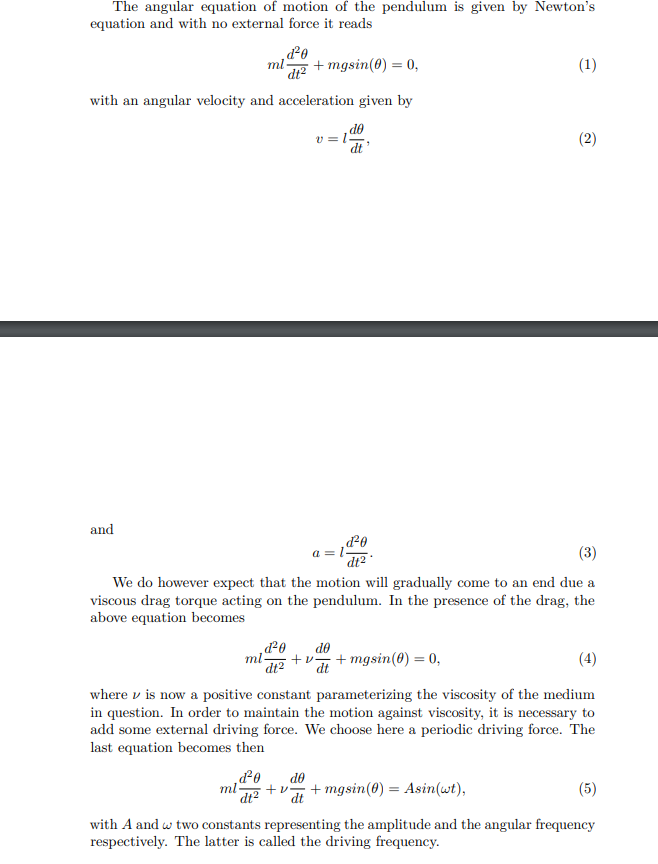 Solved The angular equation of motion of the pendulum is | Chegg.com
